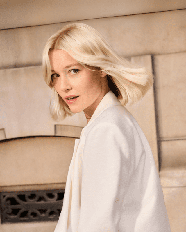 A perfect example of a creamy blonde balayage and razor bob haircut by ...